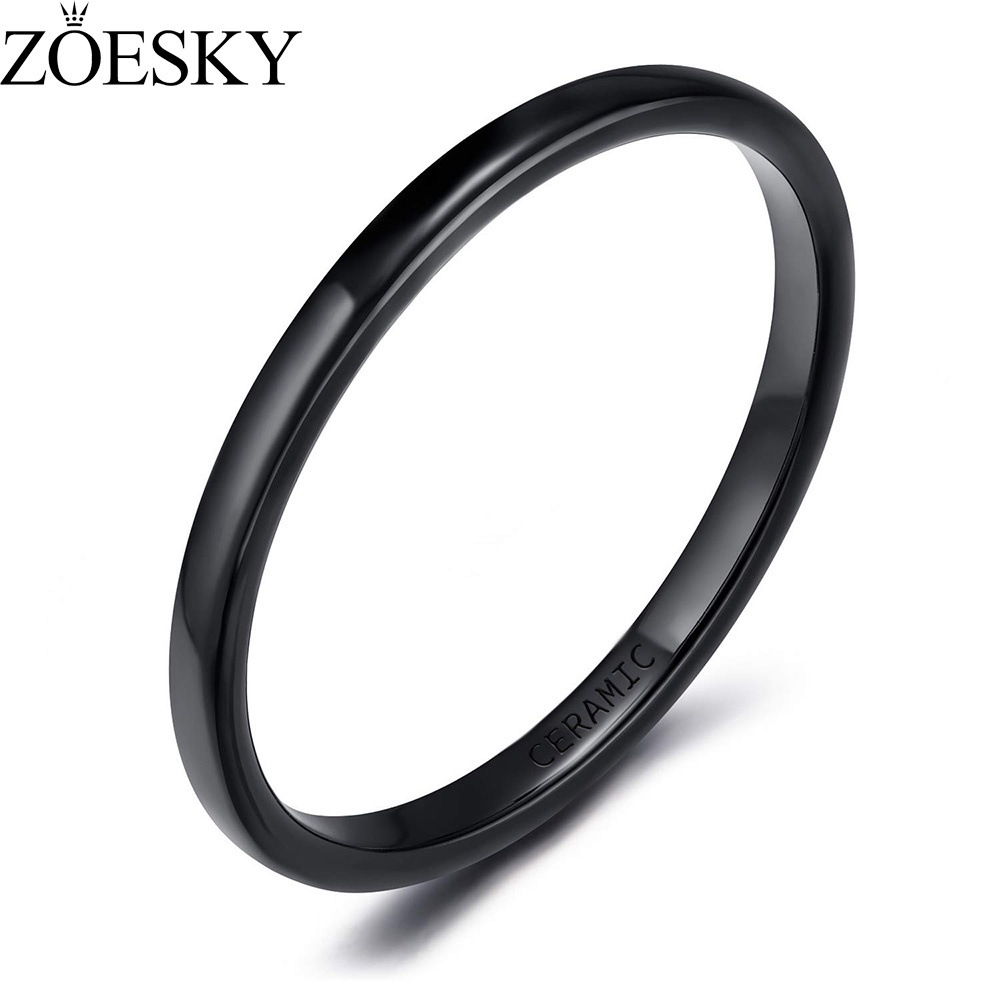 Zoesky 2mm Nhẫn Gốm Đen Thoải Mái Phù Hợp Với Đính Hôn Ban Nhạc Cưới Cho Nam Nữ Size 3-13 ...