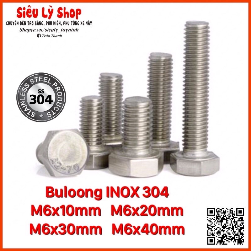 Set 10 Bulong INOX 304 - Size ren M6 | Shopee Việt Nam