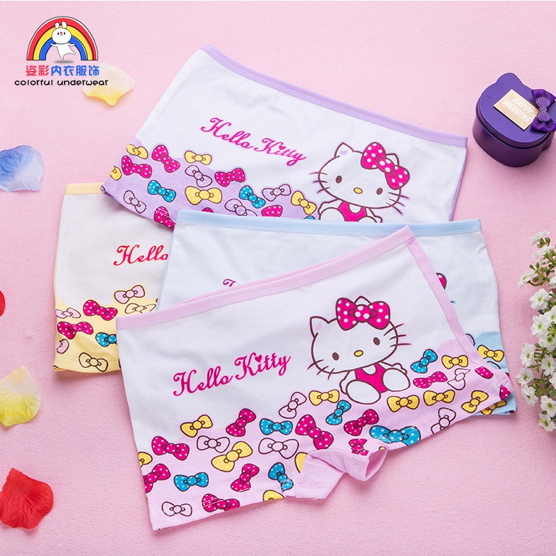 Set 4 quần lót đùi bé gái Hello Kitty Chất cotton mềm mịn size từ 10 ...