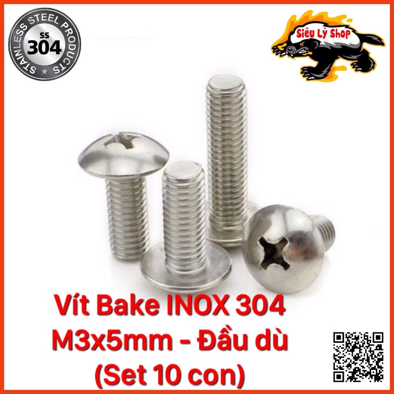 Set 10 con Vít Bake INOX 304 - M3x6mm | Shopee Việt Nam