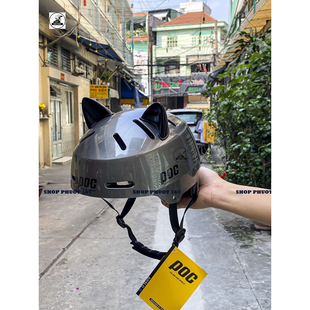 NÓN BẢO HIỂM POC P05 MÀU TITANIUM GẮN TAI MÈO ĐEN SIÊU NGẦU | Shopee ...