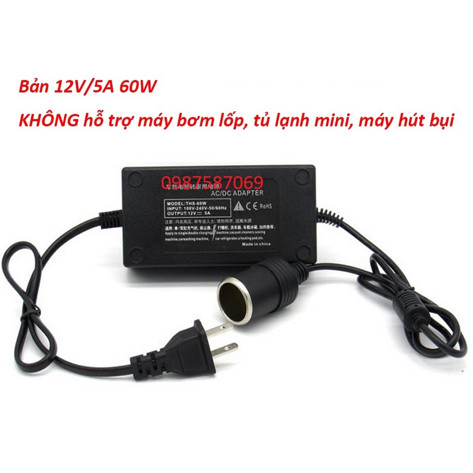 Bộ Chuyển đổi Nguồn điện 220v Sang 12v 5a 60w đầu Tẩu Xe Hơi Shopee