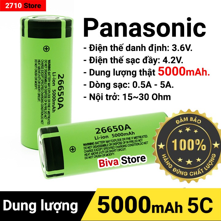 Pin Sạc Pana 26650A ( Pin 26650 ) Dung Lượng 5000 mAh | Shopee Việt Nam