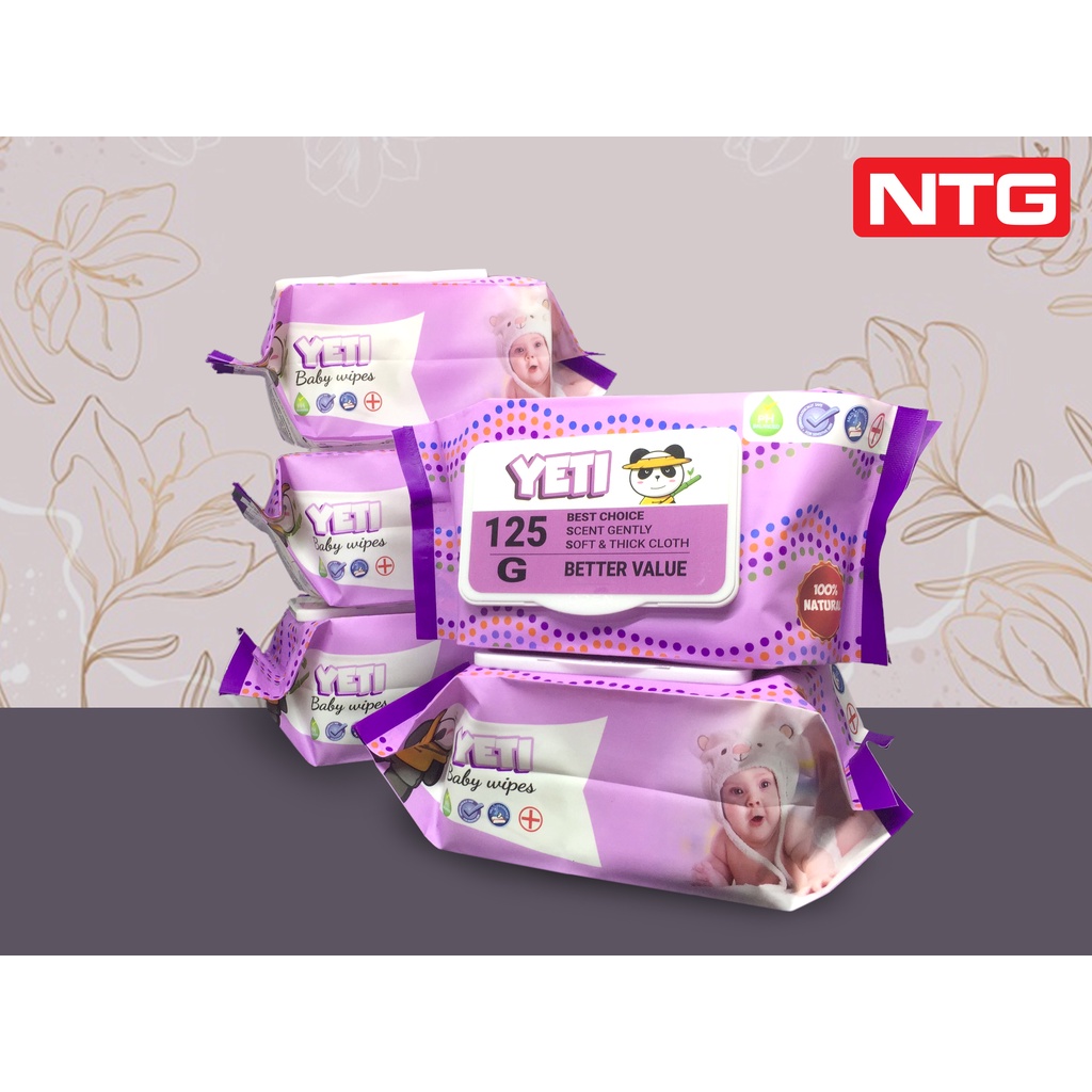 10 gói Khăn ướt YETI 125 TỜ, Mix 3 Màu, Không mùi, Hàng xuất khẩu Thái ...