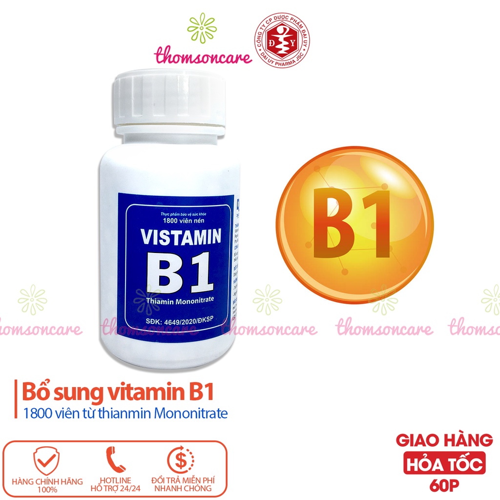 Vitamin B1 lọ to 1800 viên nén, bổ sung vtm b1, tốt cho tiêu hóa, mọc ...