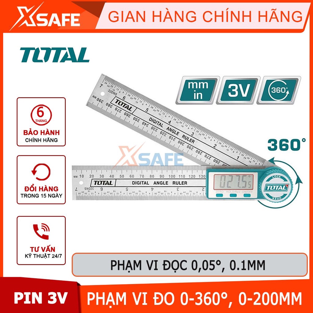 Thước đo kỹ thuật số TOTAL TMT333601 phạm vi đo 0-360°, 0-200mm,0~400mm ...