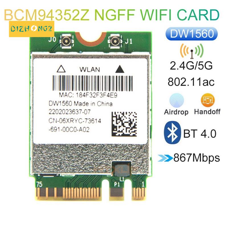 Thẻ Phát Wifi BCM94352Z DW1560 M.2 1200Mbps 802.11Ac 2.4Ghz / 5G ...