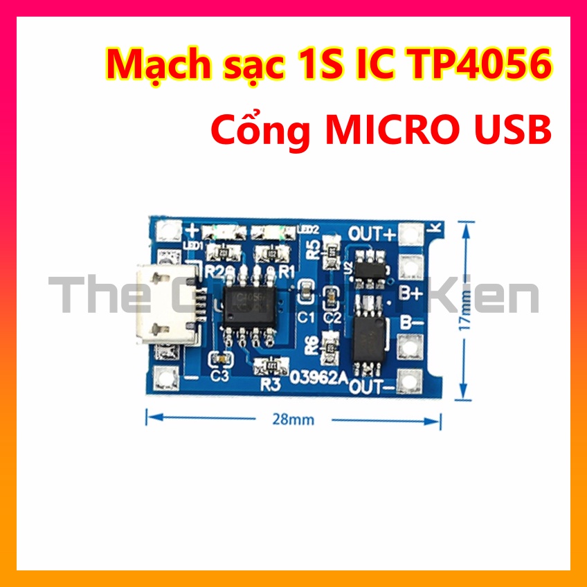 Mạch Sạc 1S Type C - Micro USB, Sạc Pin Lithium - 18650 - Lion TP4056 1A - Có IC Bảo Vệ Quá Dòng ...