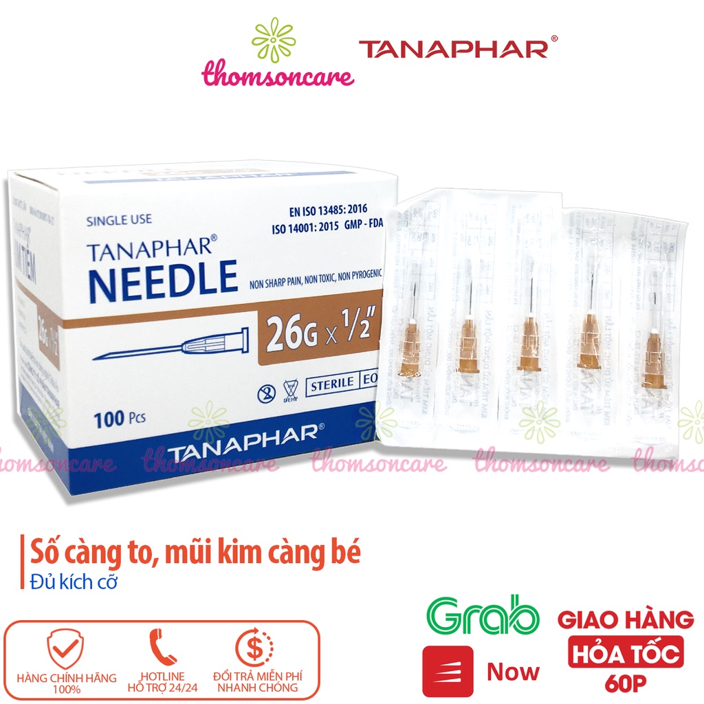 Hộp 100 Kim tiêm Tanaphar đủ các loại 18G; 20G; 23G; 25G; 26G - tiêu ...