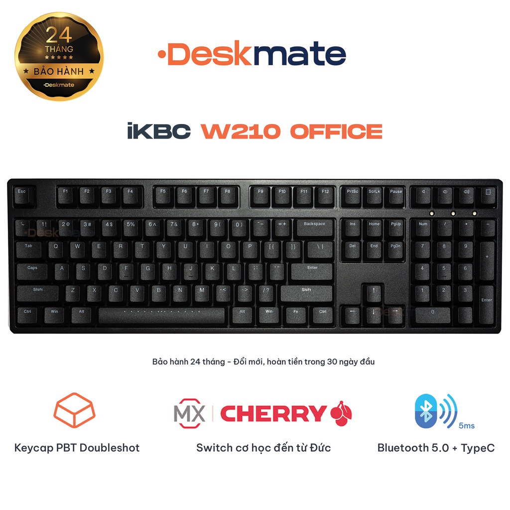 Bàn phím cơ không dây iKBC W210 Office Bluetooth 5.0 - Cherry MX | Shopee Việt Nam