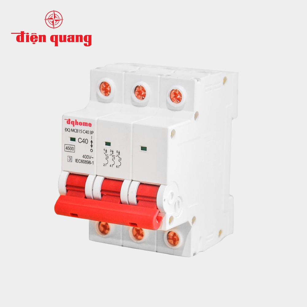 Cầu dao tự động DQHome Điện Quang MCB17 C63 3P (MCB, 3 cực, 63A, loại C, 4.5KA, class 3 ...