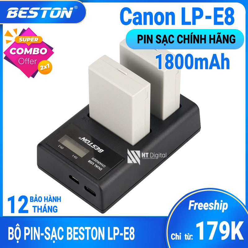 Pin Sạc Máy Ảnh Canon LP-E8 1800mAh Beston cho Canon 550D 600D 650D ...