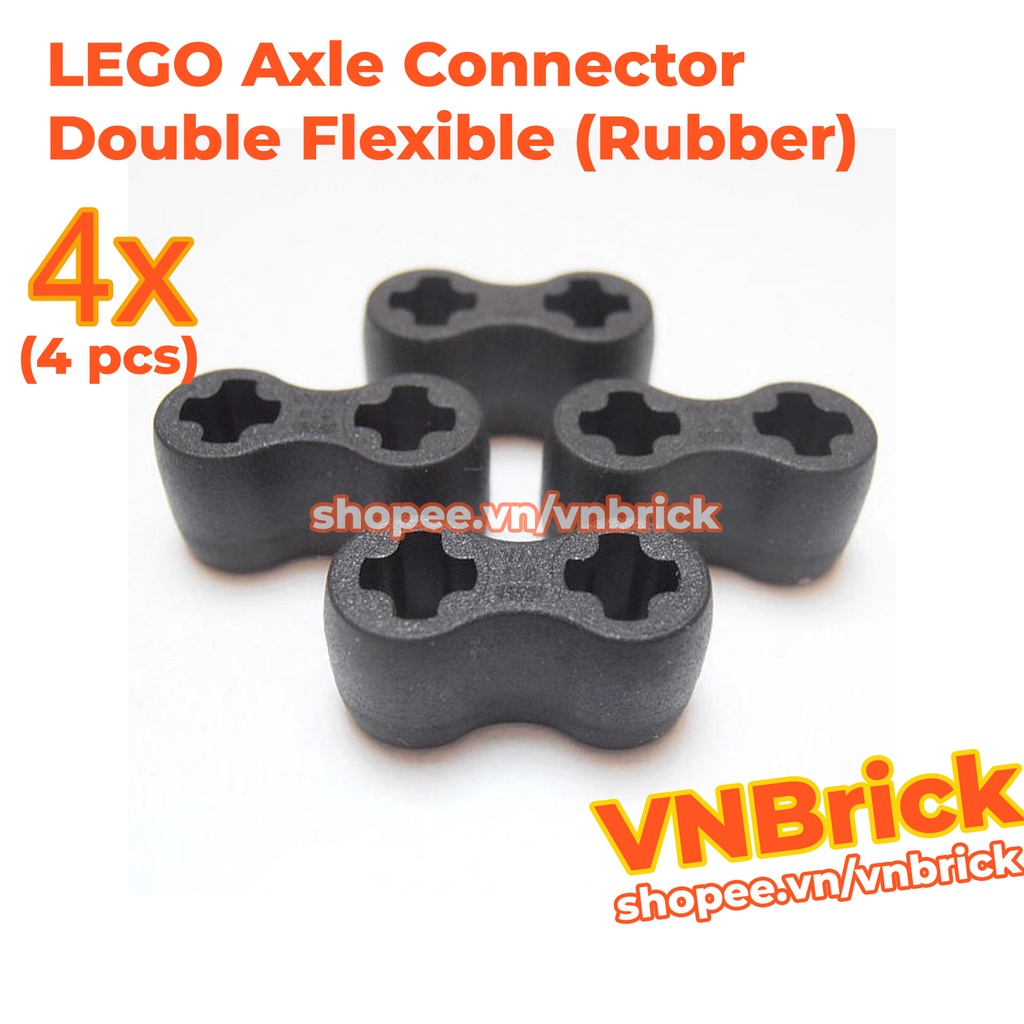 [4 Pieces] LEGO Black Technic Axle Connector Double Flexible (Rubber ...