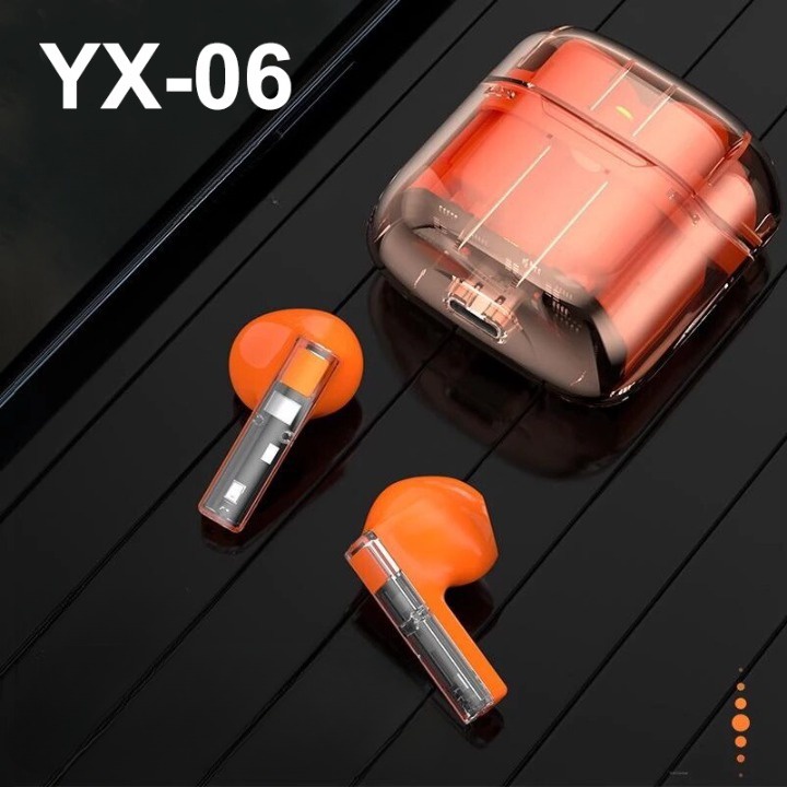 Tai Nghe Không Dây Kết Nối Pin trâu Bluetooth 5.3 TWS YX-06 Kèm Mic Trong Suốt Phong Cách Thể ...