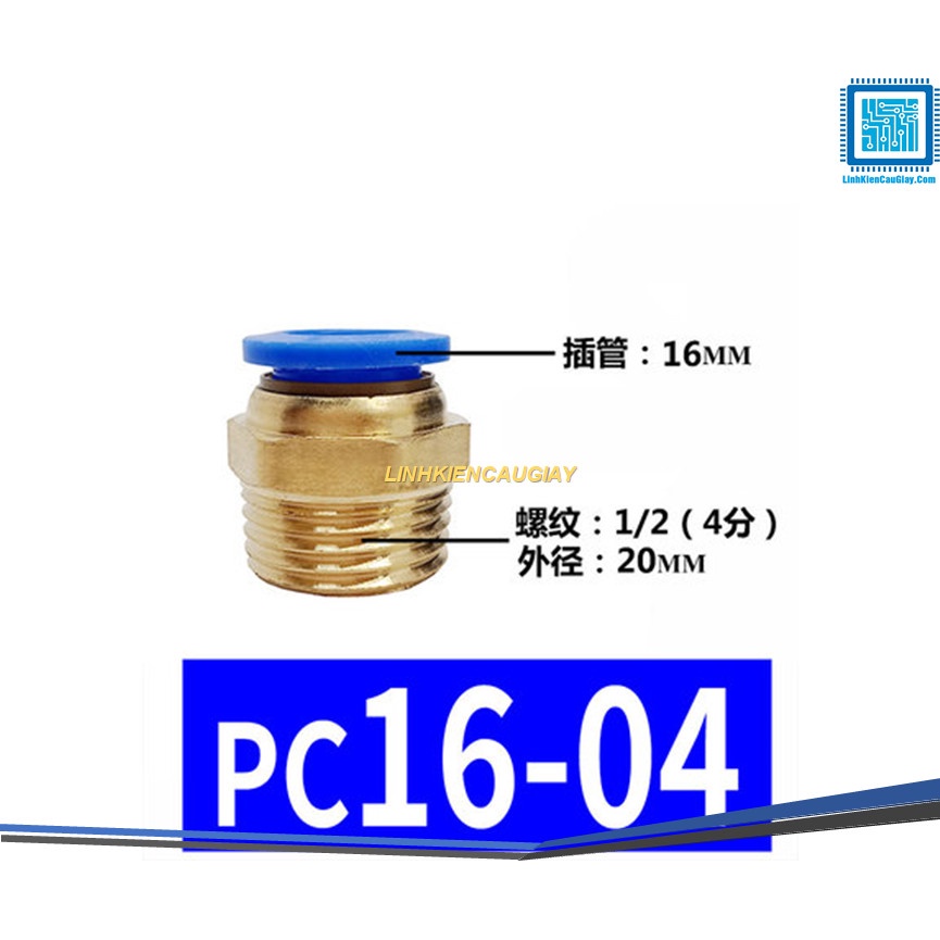 Đầu nối hơi nhanh ống Phi 16 (PC16) bằng đồng | Shopee Việt Nam