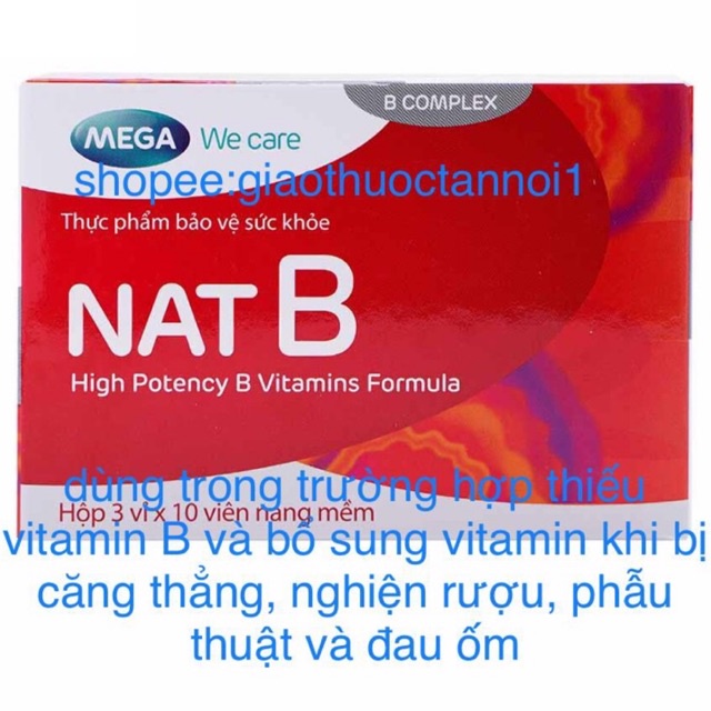 Viên bổ sung vitamin B Nat B (vitamin nhóm B,nicotinamide, folic acid,choline bitartrate, biotin ...