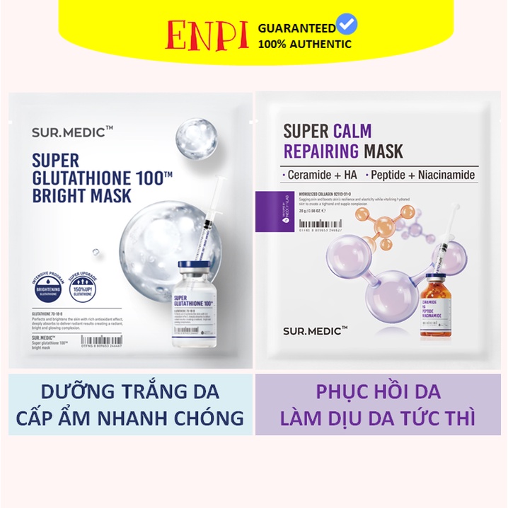 Mặt nạ dưỡng trắng da Sur Medic Glutathione Mask [Bản mới], 1 miếng ...