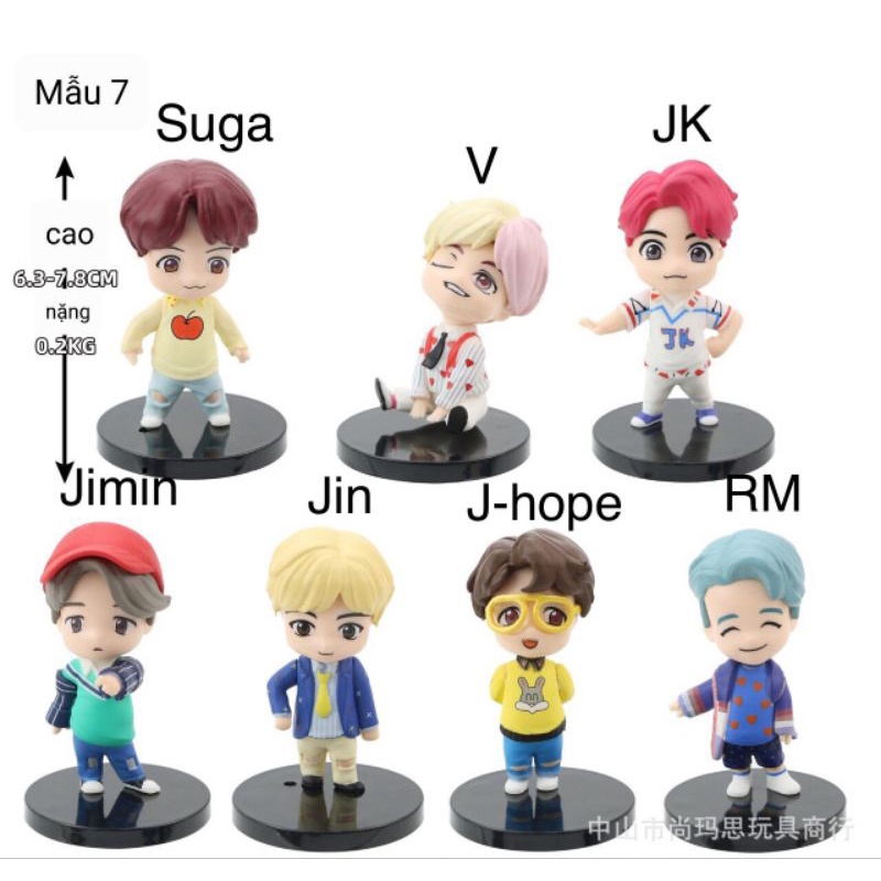 Set 7 mô hình búp bê các thành viên nhóm nhạc BTS (có quà tặng) Mẫu 7 ...