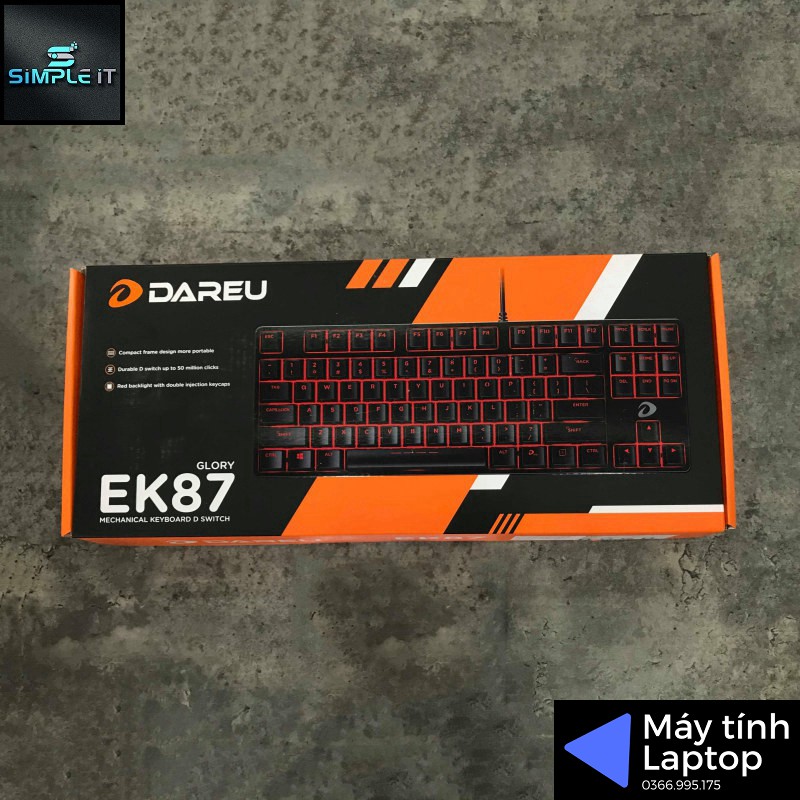 Bàn phím Cơ Gaming DAREU EK87 - Black (RED Led, Blue/ Brown/ Red D ...