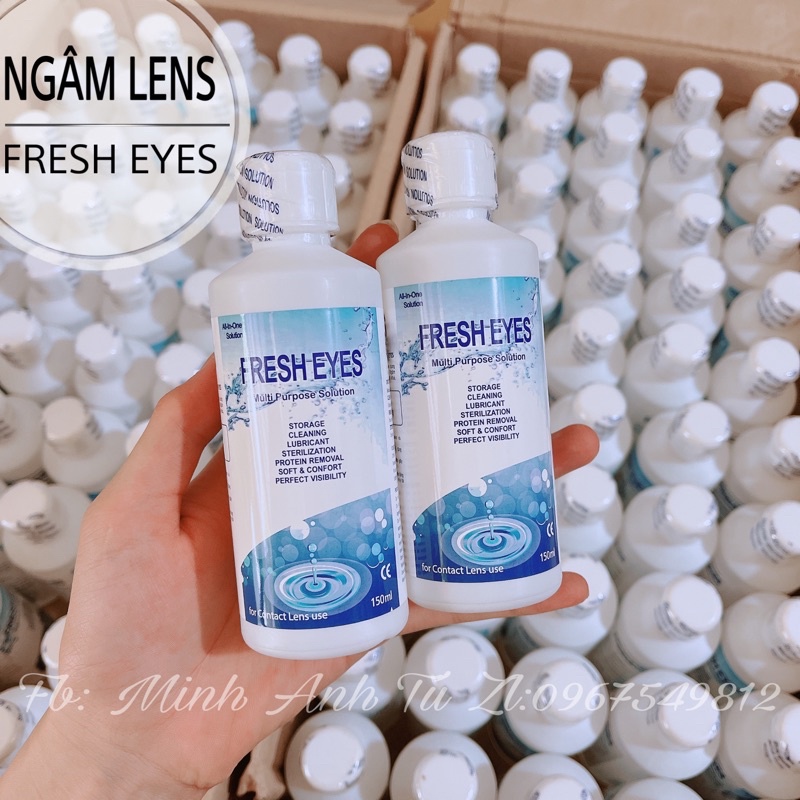 Nước ngâm lens - Nước nhỏ mắt lens- Bộ Dụng cụ đeo lens Fresh Eyes ...
