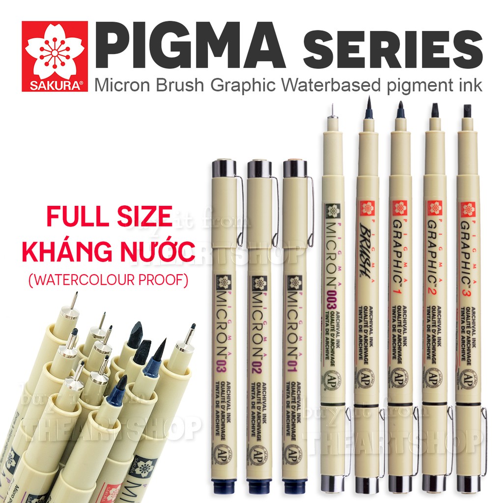 Bút line đi nét chuyên nghiệp SAKURA PIGMA MICRON 12 size (0.03 - Brush) - BÁN LẺ | Shopee Việt Nam