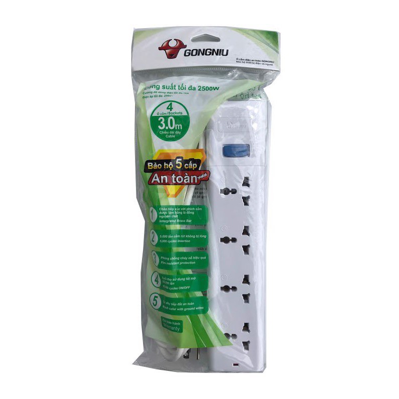 Ổ cắm điện đa năng chống sét - 4 ổ 1 công tắc- GNVN-S1040 | Shopee Việt Nam