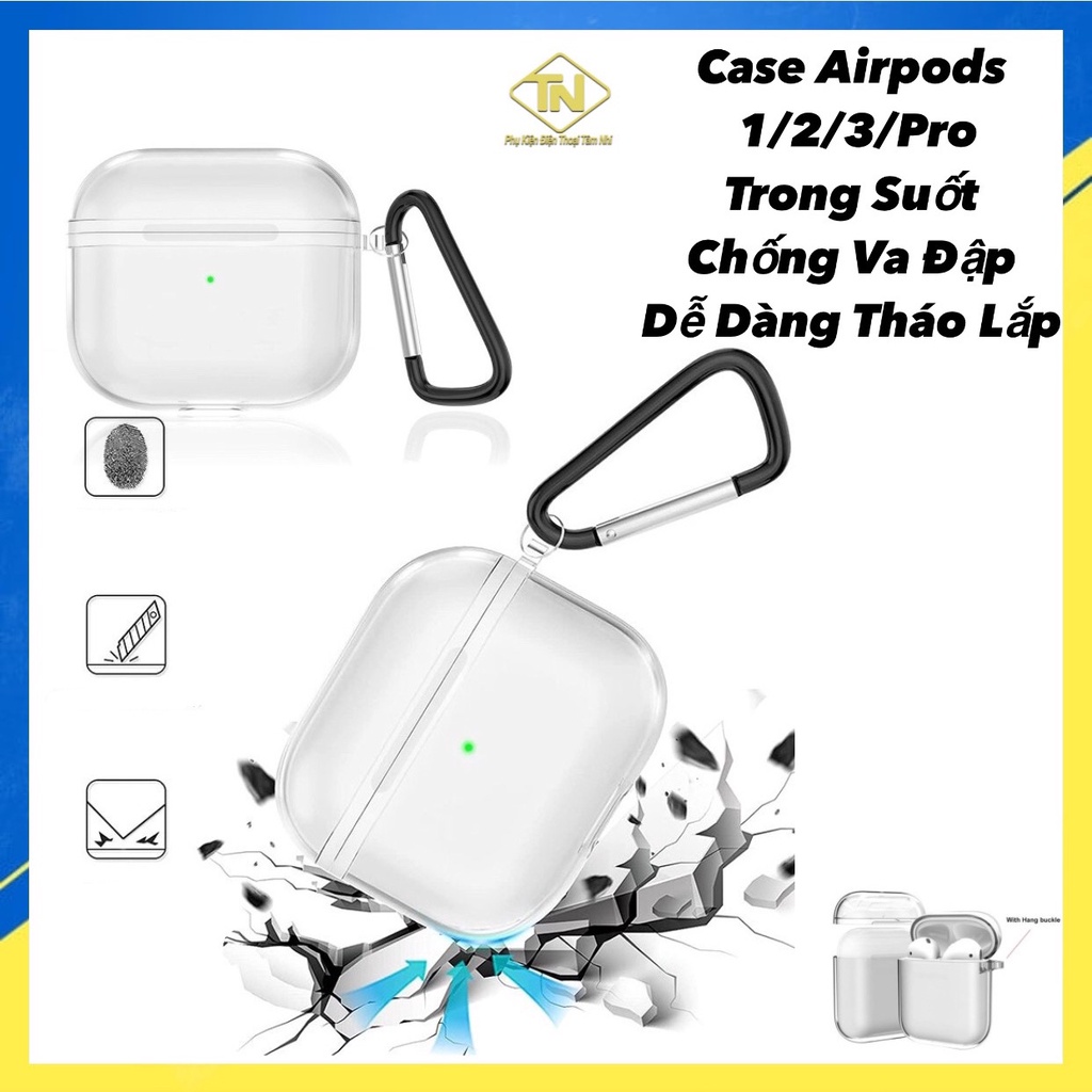 Ốp airpod 1/2/3/Pro/Pro2 trong suốt - Vỏ bao airpod đựng tai nghe không ...