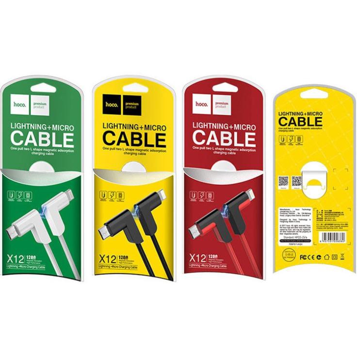 Cáp Sạc Hoco X12 Sạc Nhanh Đa Năng 2 Đầu Micro+ Lighting | Shopee Việt Nam
