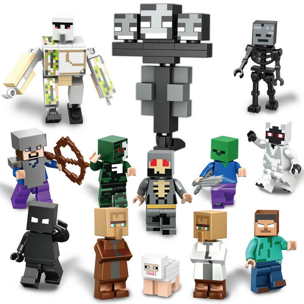 Minecraft block figures 13 pieces for building characters world mini my ...