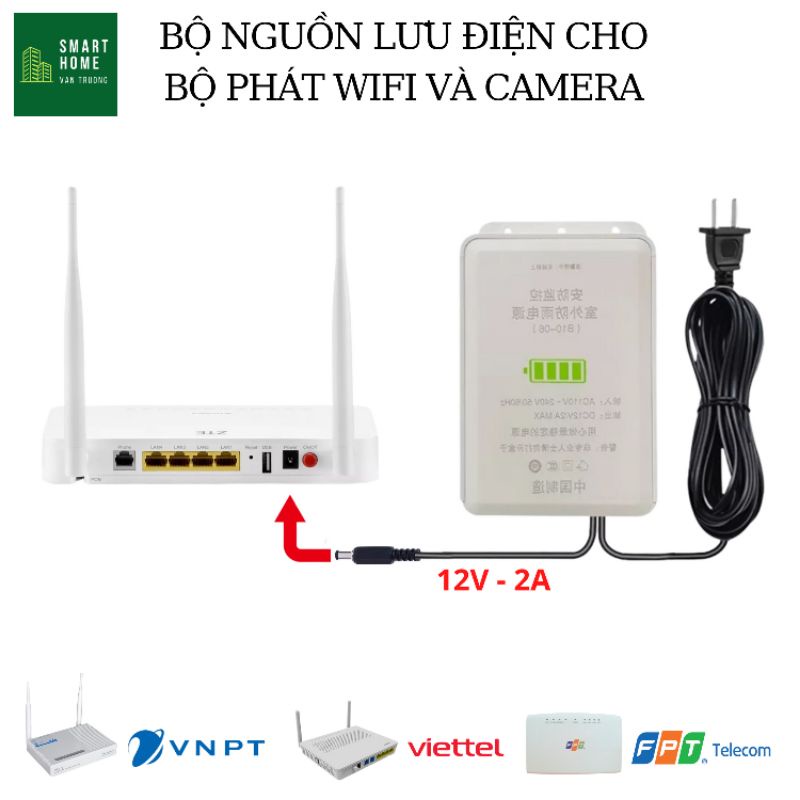 Nguồn điện liên tục không gián đoạn cho camera và modem wifi khi cúp ...