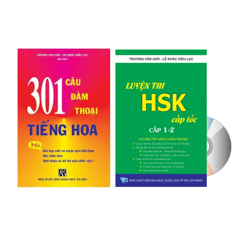 Sách - Combo: 301 Câu Đàm Thoại Tiếng Hoa +Luyện thi HSK cấp tốc cấp 1-2 + DVD | Shopee Việt Nam