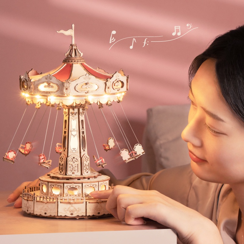 (Kèm LED) Mô Hình Gỗ 3D Lắp Ráp ROBOTIME Hộp Nhạc Đu Quay Mặt Trời EA02 | Shopee Việt Nam