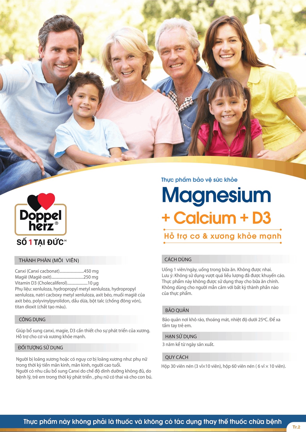 Viên uống bổ sung Canxi phòng ngừa loãng xương Doppelherz Magnesium + Calcium + D3 (Hộp 30 viên ...