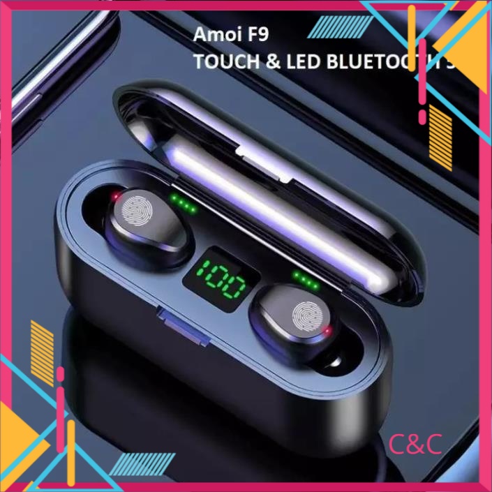 Tai nghe bluetooth AMOI F9 TWS 5.0 bản QUỐC TẾ không dây cảm ứng chống ồn chống nước IPX5, tích ...