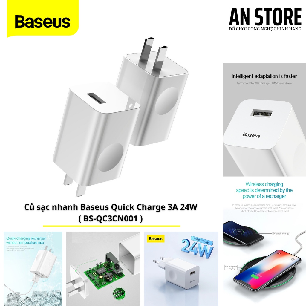 Củ sạc Baseus Quick Charge 3A 24W ( BS-QC3CN001 ) | Shopee Việt Nam
