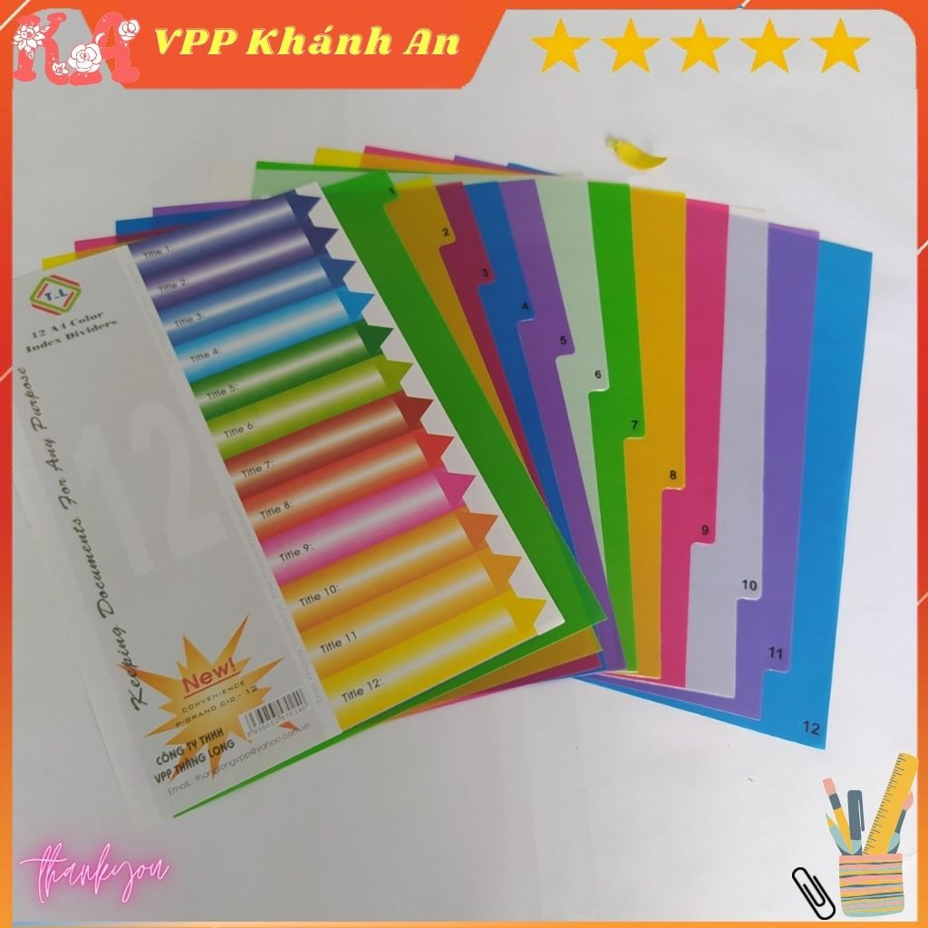 Chia file nhựa, bìa chia file A4 12 màu | Shopee Việt Nam