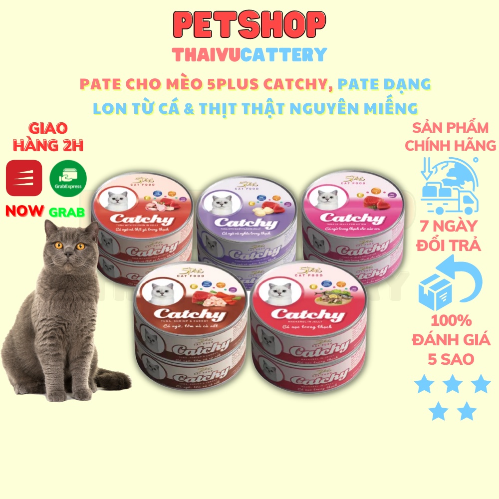 Pate Cho Mèo 5Plus Catchy 160g - Dạng lon đầy đủ 5 vị làm từ thịt & cá thật - Thaivucattery ...