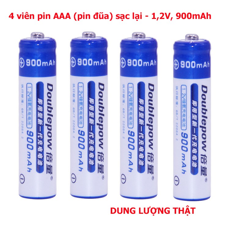 Bộ 4 viên pin đũa (Pin sạc AAA) 1,2V - 900mAh Double Pow | Shopee Việt Nam
