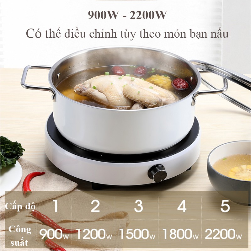 Bếp điện từ mini cảm ứng hình tròn công suất 2200W sử dụng mọi loại nồi ...
