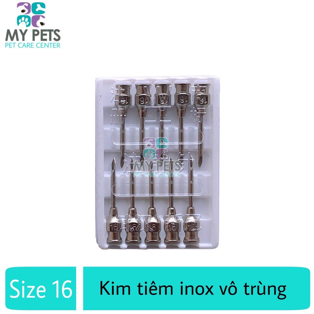 (Kim Size 16) Kim tiêm inox vô trùng dùng trong thú y - 1 vỉ x 10 kim ...