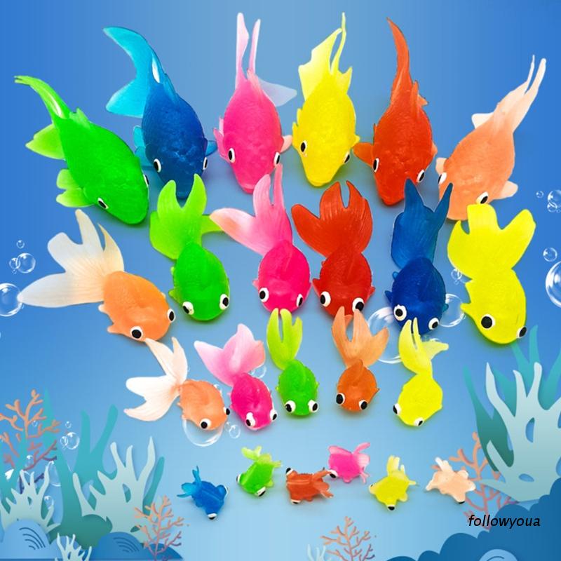 10pcs Rubber Simulation Small Goldfish Gold Fish Kids Toy Decoration ...