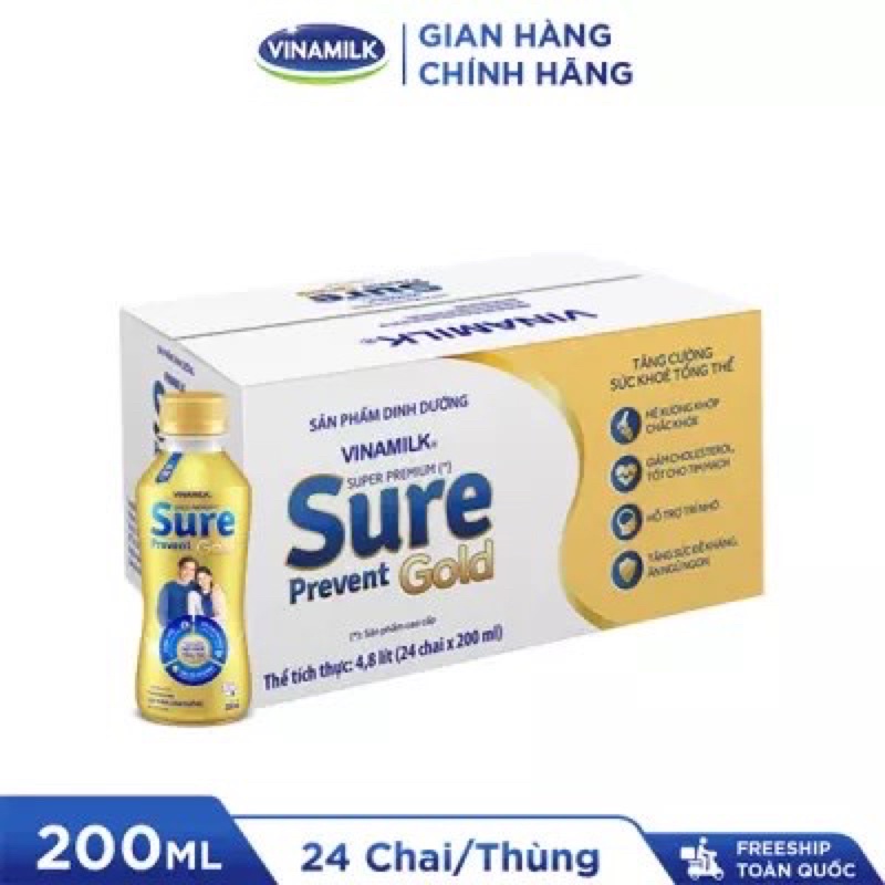 DATE MỚI- Thùng 24 Chai SBPS VINAMILK SURE PREVENT GOLD 200ML (HỘP 6 ...