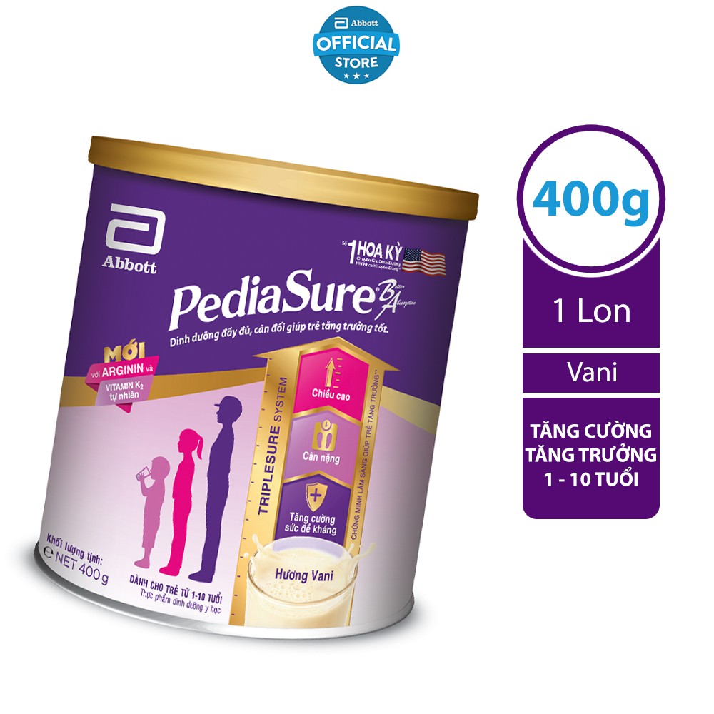 Sữa bột Pediasure 380g hương vani ít ngọt | Shopee Việt Nam