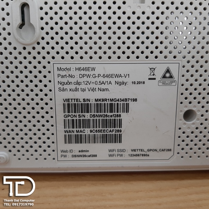 Modem wifi GPON H646EW Viet.tel 2 râu cũ sóng khỏe dùng làm bộ phát ...