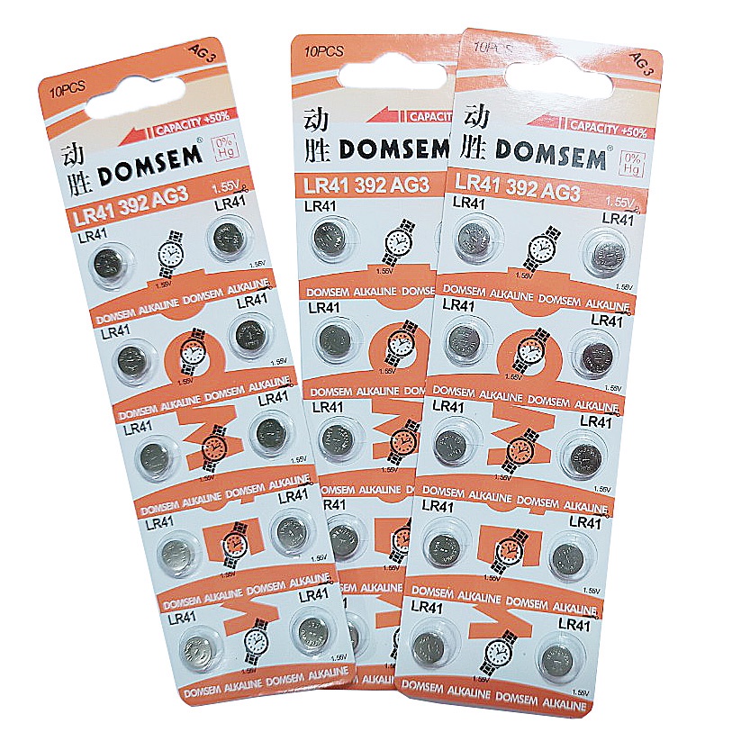 Vỉ 10 Viên Pin AG3 LR41 392A L736F V3GA 1,5V DOMSEM Pin Cúc Áo Thay Thế ...