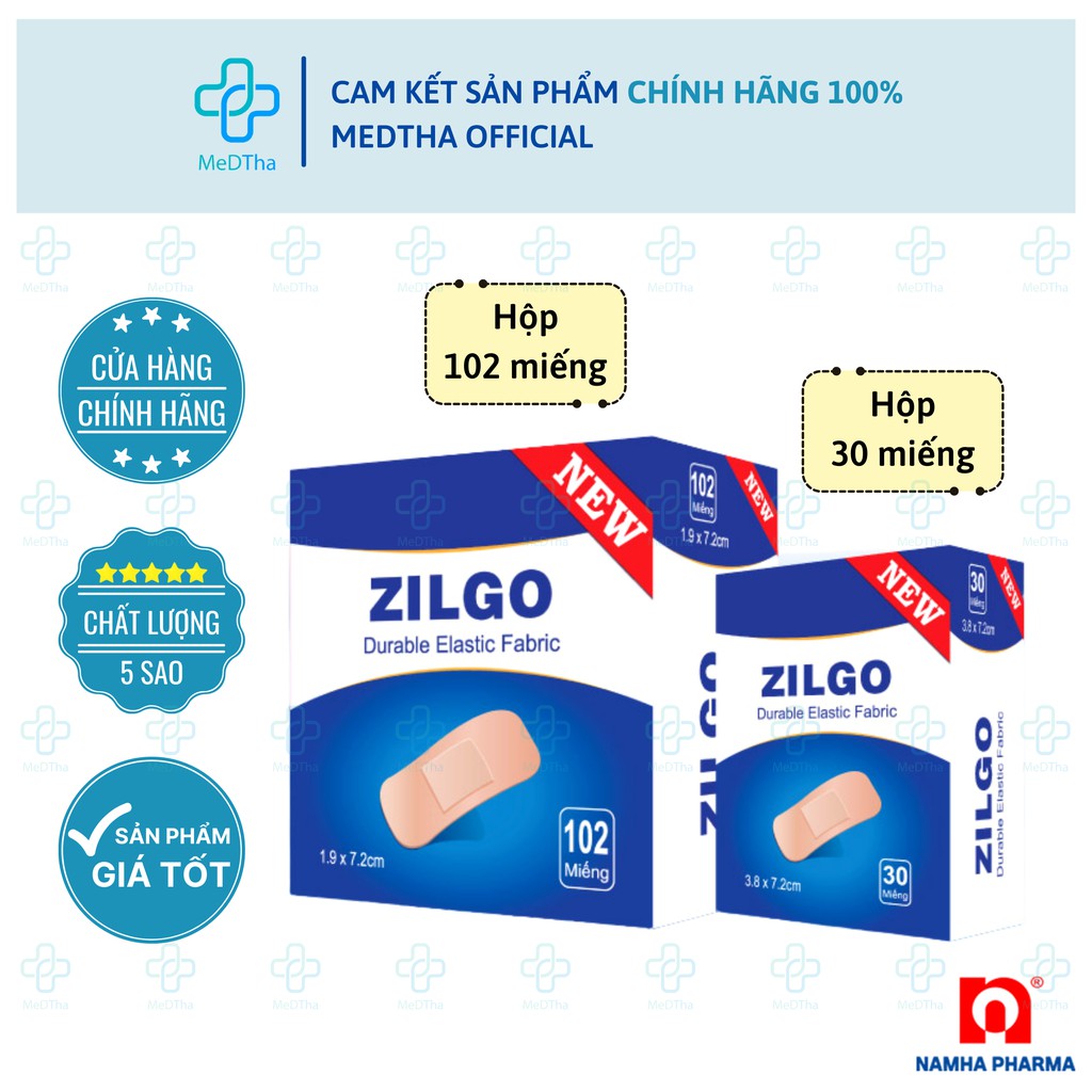 Băng Cá Nhân Zilgo (Durable Elastic Fabric) - Băng Vết Thương Nhỏ, Mụn ...