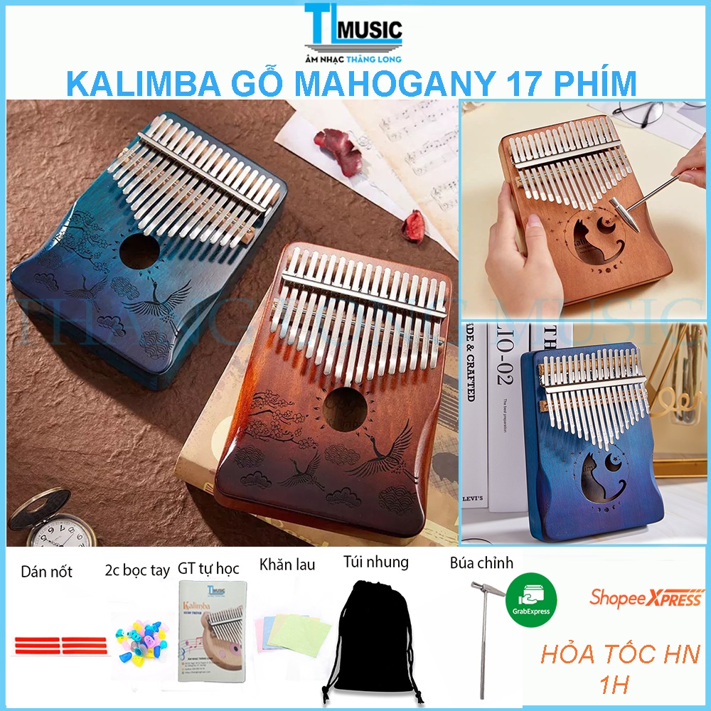 Đàn Kalimba KA02 -17 Phím Gỗ Nguyên Tấm Mahogany ( Full Phụ Kiện ...