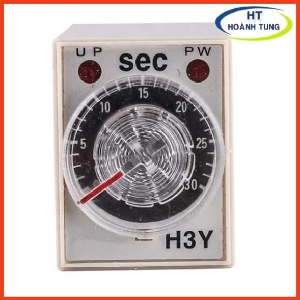 Timer mini H3Y-2 Rơ le đếm thời gian bằng núm vặn loại 8 chân nhỏ 12VDC tặng kèm chân đế PYF083A ...