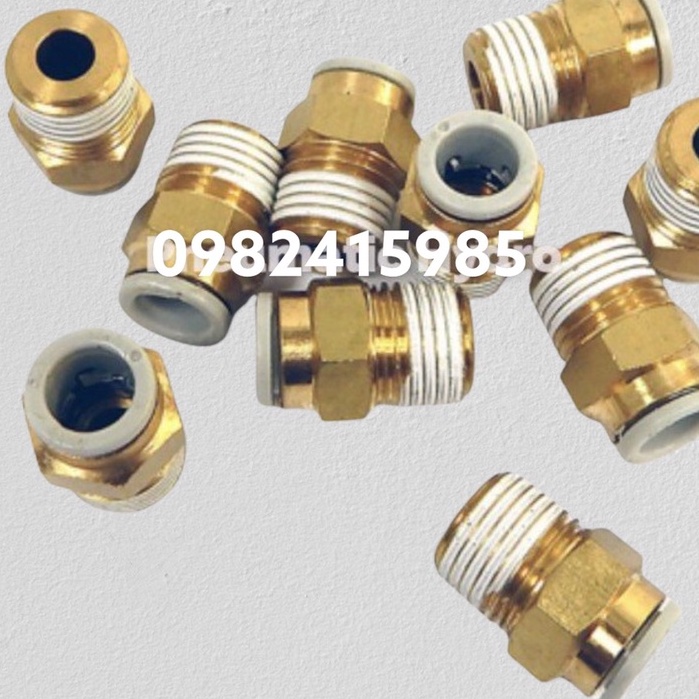 ĐẦU NỐI NHANH Thẳng ống khí Phi 4 /6/8/10/12mm co ren M3/M5/M6/01/02/03/04 Hàng chất lượng cao ...