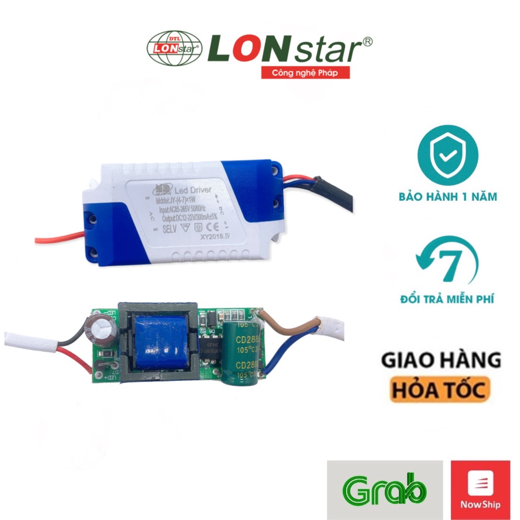 Chấn Lưu,Nguồn Driver , Tăng Phô Đèn Led LONstar Lighting 3W-7W 3 Màu , 1 Màu 5 Loại Jack Cắm ...